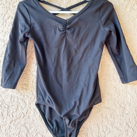 Danskin | Other | Danskin Black Leotard 34 Sleeves Size Kids 46 | Poshmark